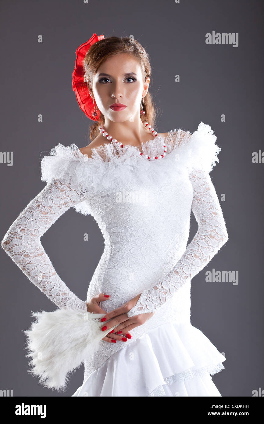 woman flamenco dancer studio portrait Stock Photo - Alamy