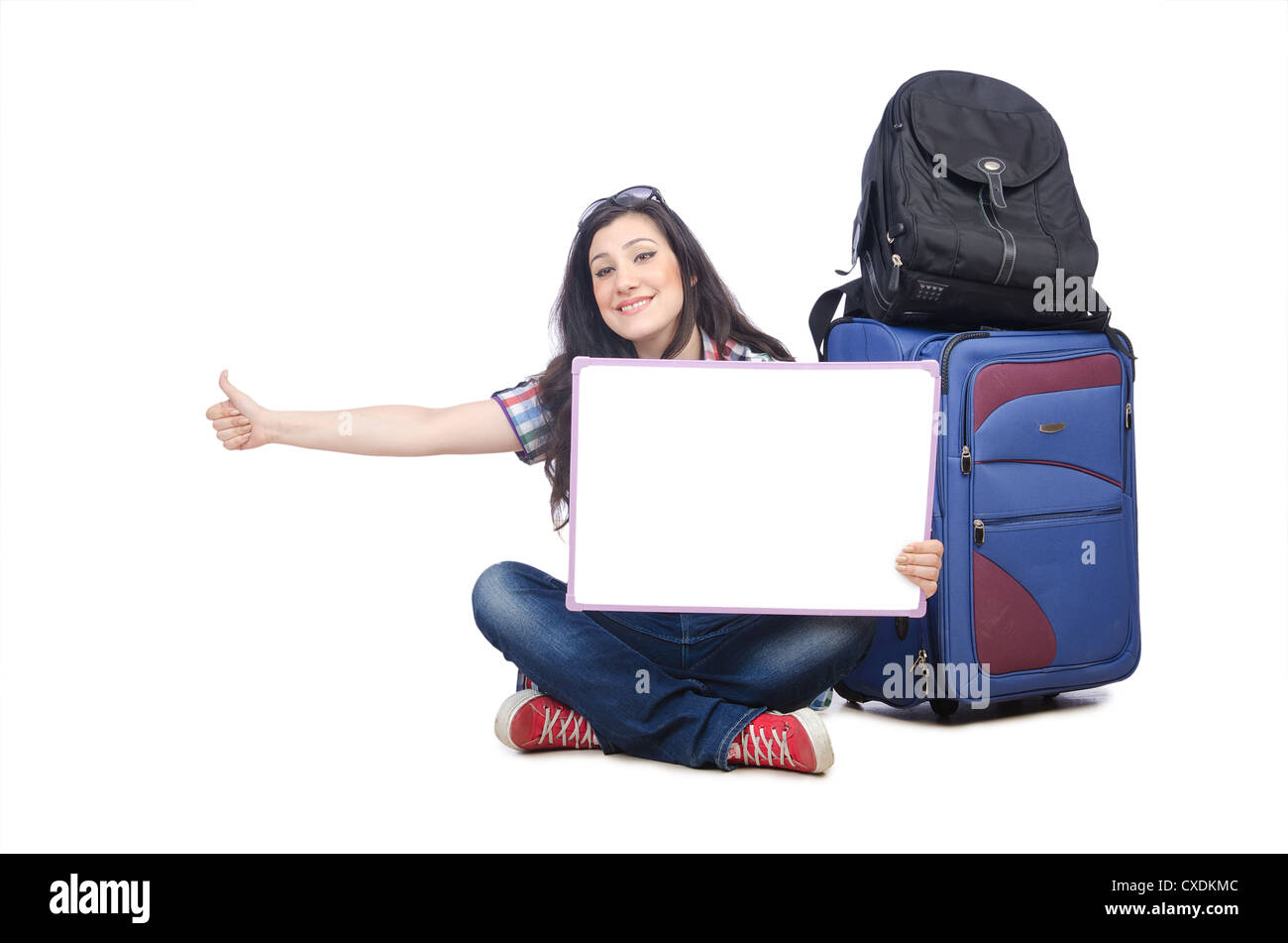 Girl preparing to travel for vacation Stock Photo - Alamy