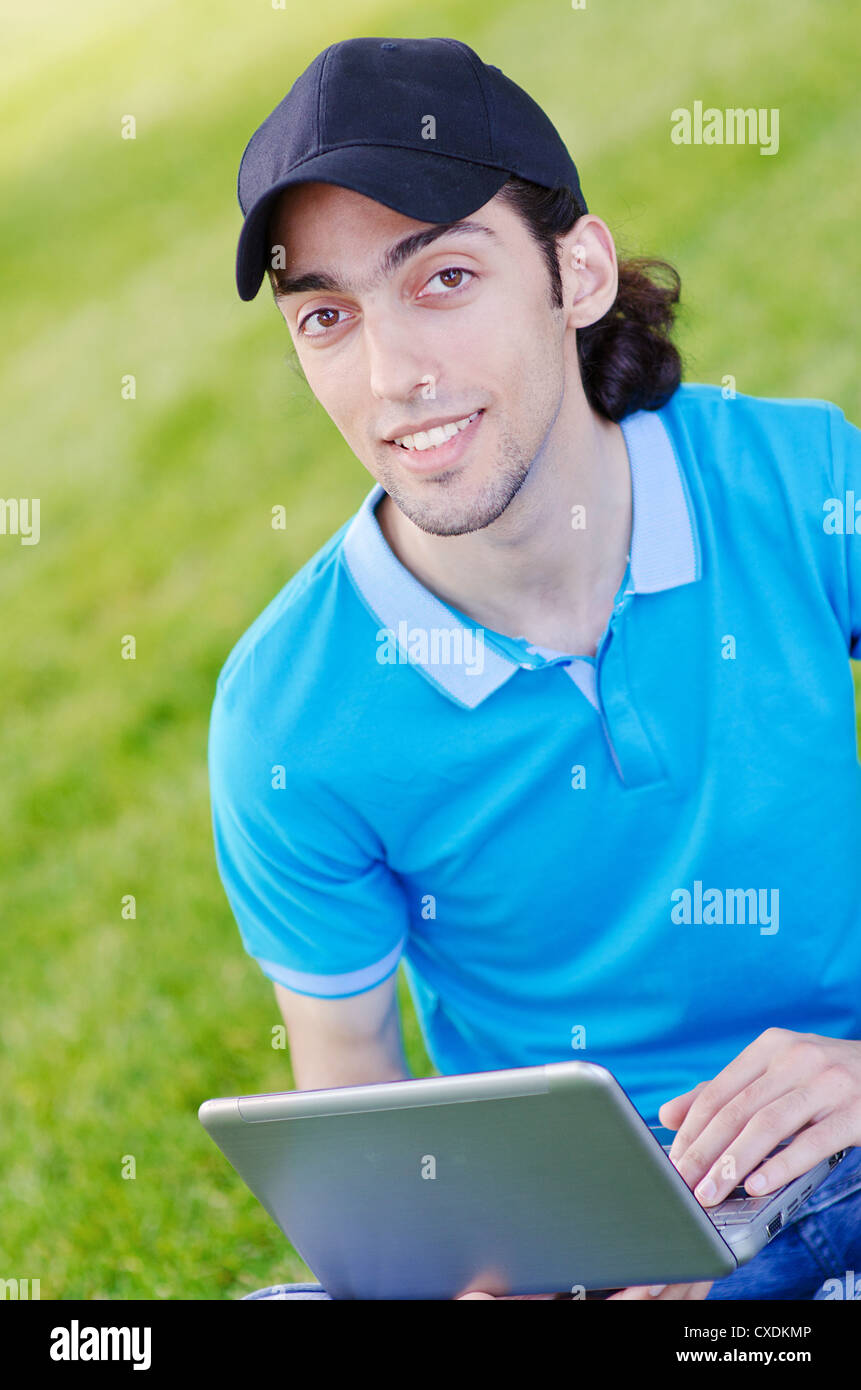 Student outside preparing for exams Stock Photo - Alamy