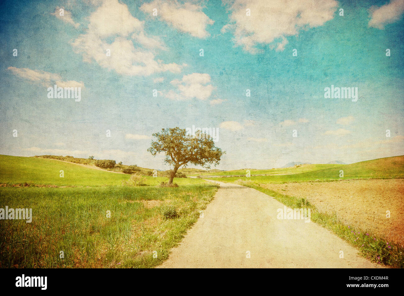 grunge image of countryside road Stock Photo - Alamy