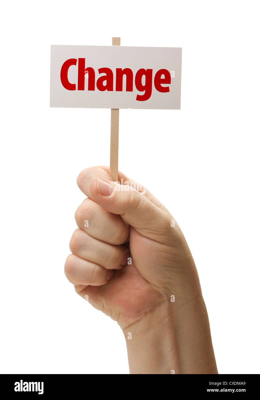 Change Sign In Male Fist Isolated On A White Background Stock Photo - Alamy