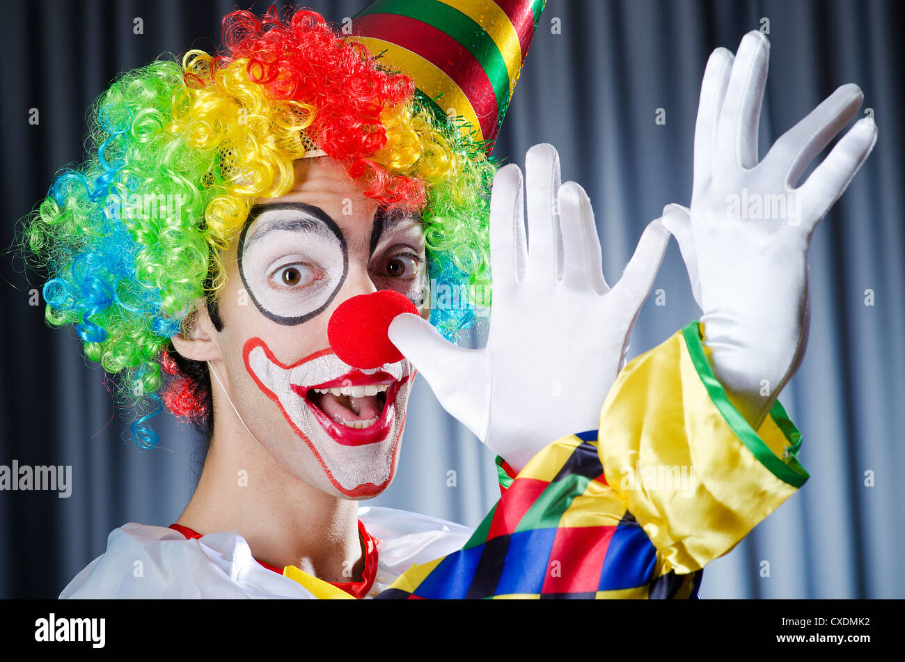 Funny clown in studio shooting Stock Photo - Alamy