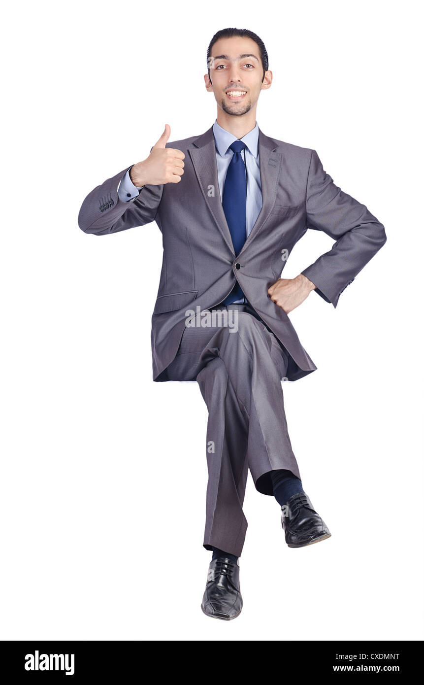 Man sitting on virtual chair Stock Photo - Alamy