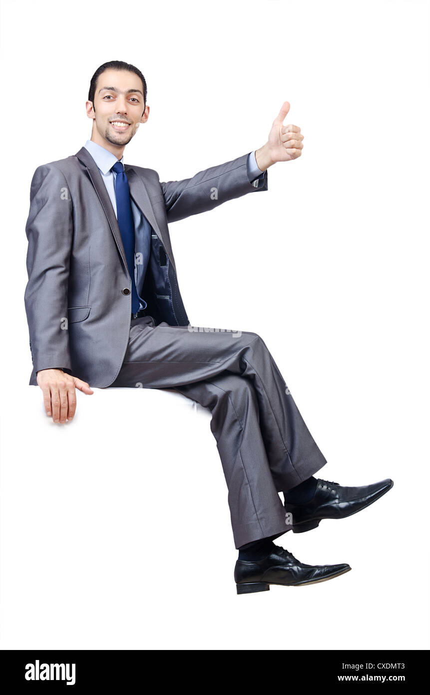 Man sitting on virtual chair Stock Photo - Alamy