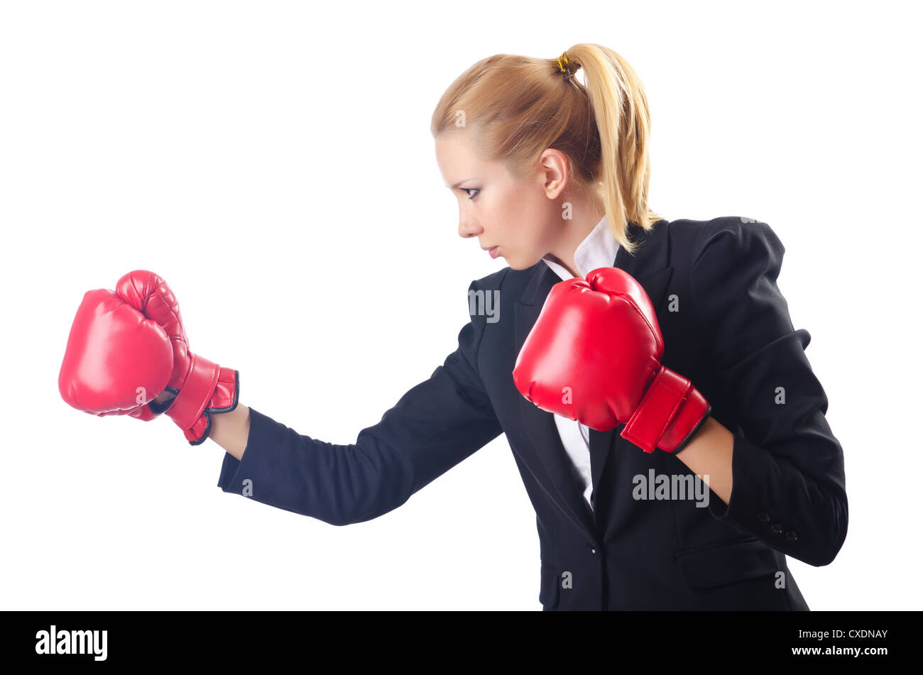 Woman boxer isolated on white Stock Photo - Alamy