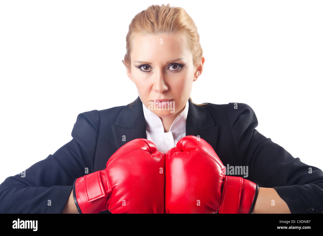 Woman boxer isolated on white Stock Photo - Alamy