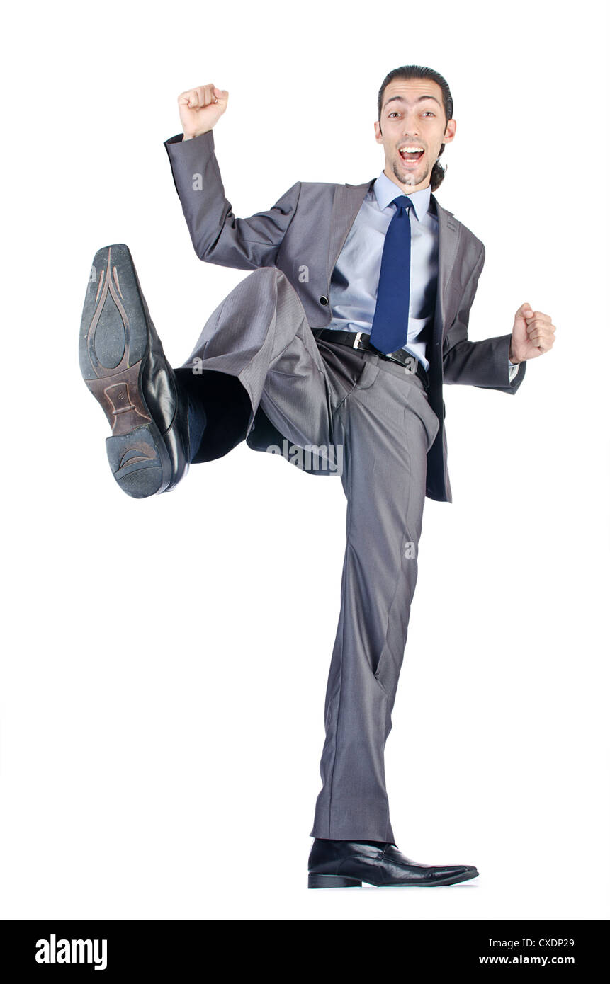 Businessman isolated on the white background Stock Photo - Alamy
