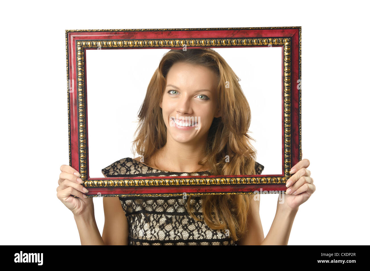 Picture frame and attractive woman Stock Photo - Alamy