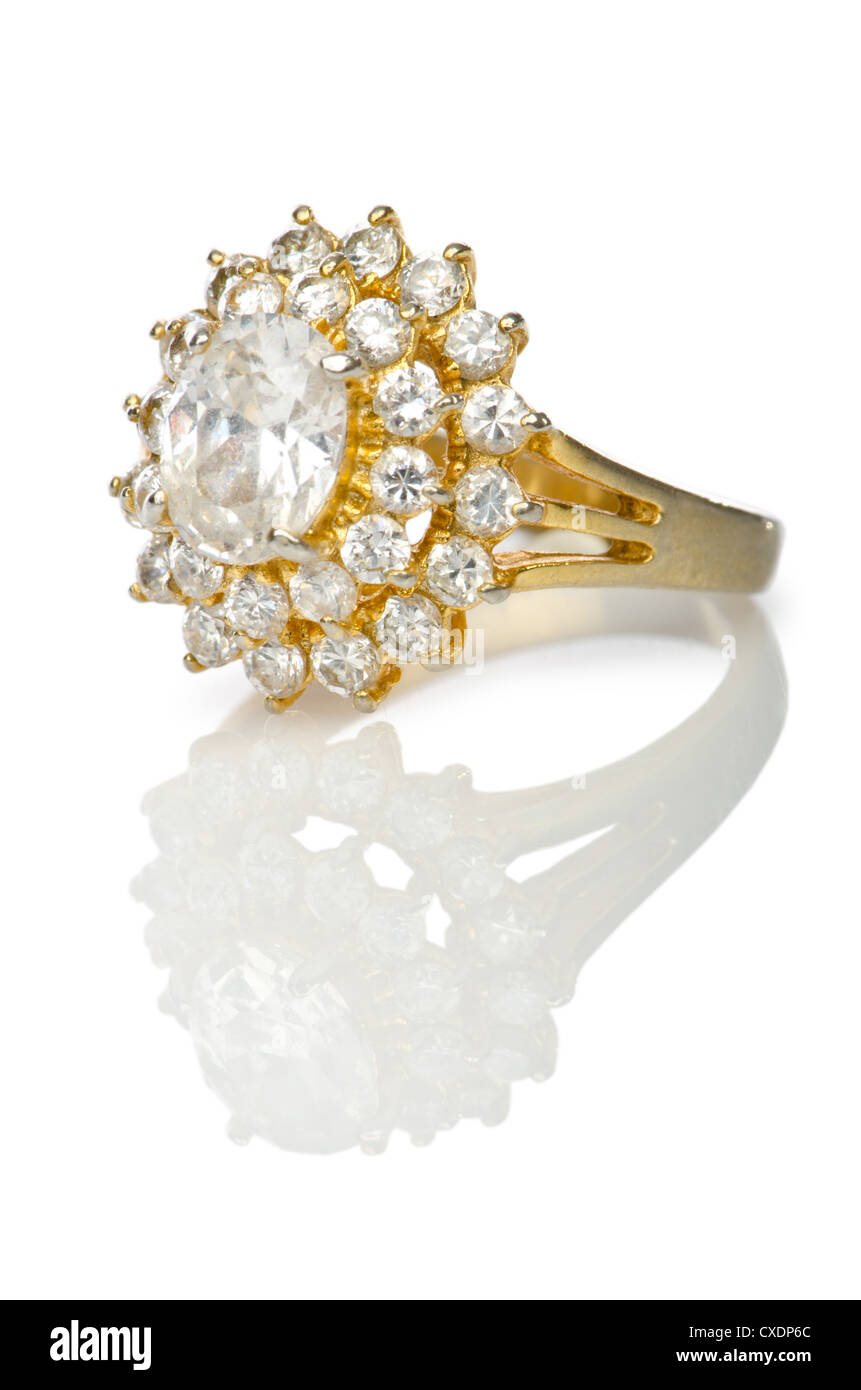 Jewellery ring isolated on white Stock Photo - Alamy