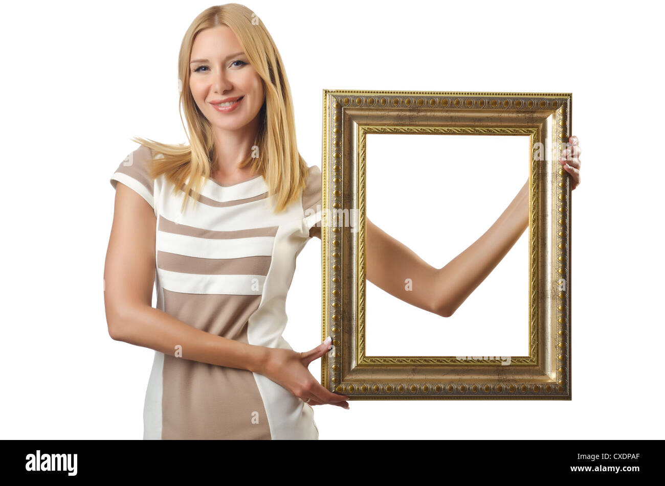 Picture frame and attractive woman Stock Photo - Alamy