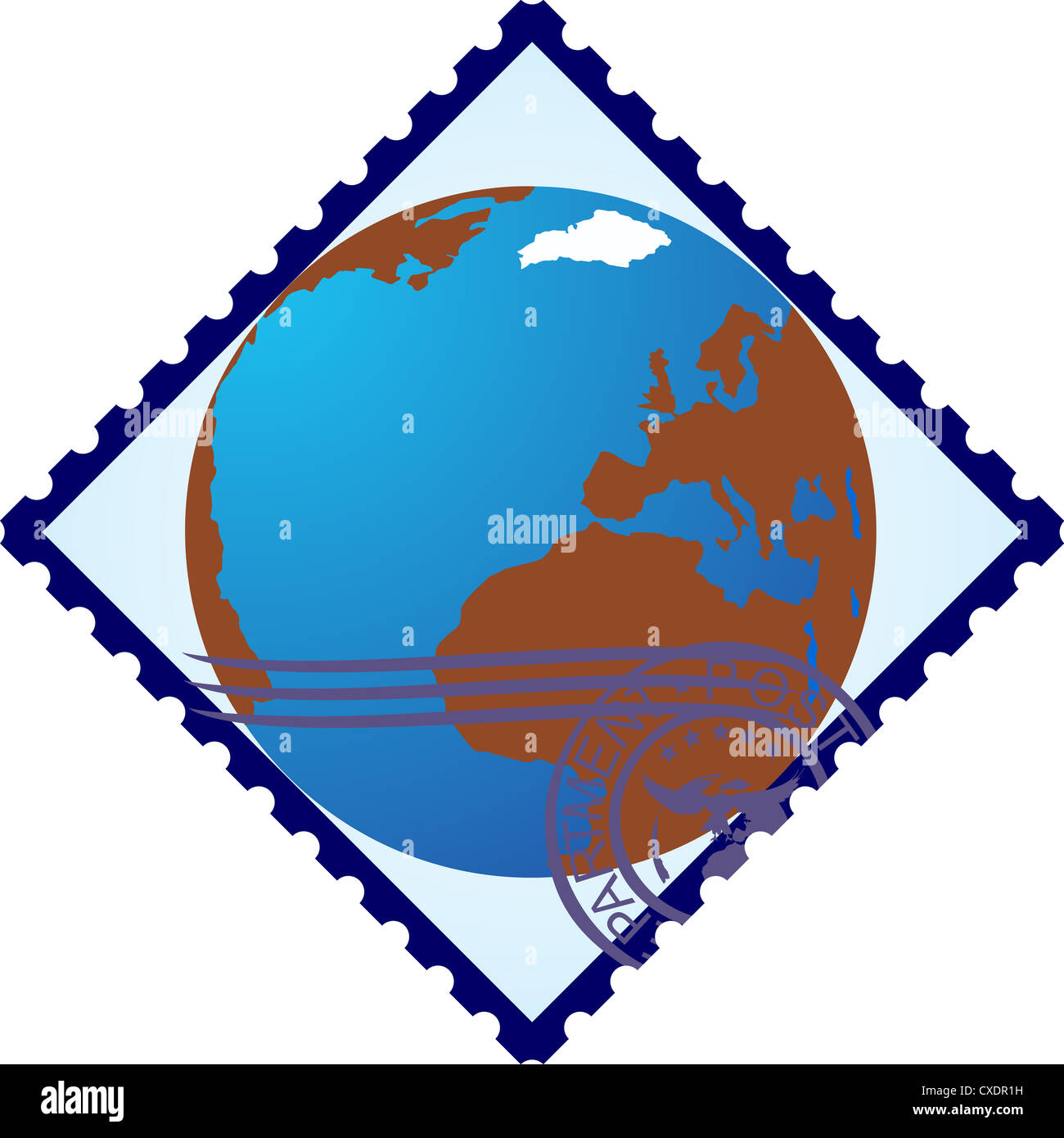Postage stamp. Land Stock Photo - Alamy