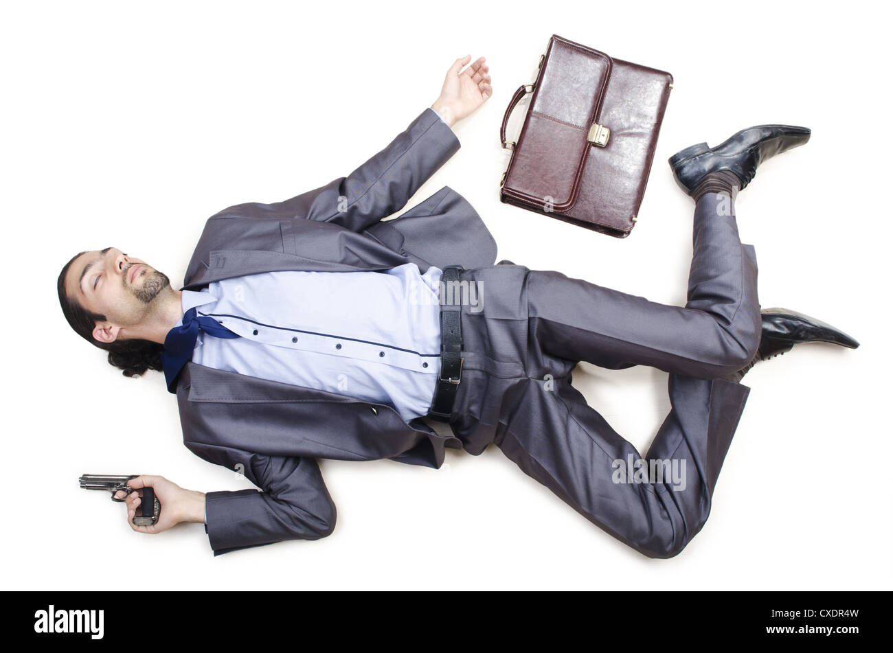 Dead businessman on the floor Stock Photo - Alamy