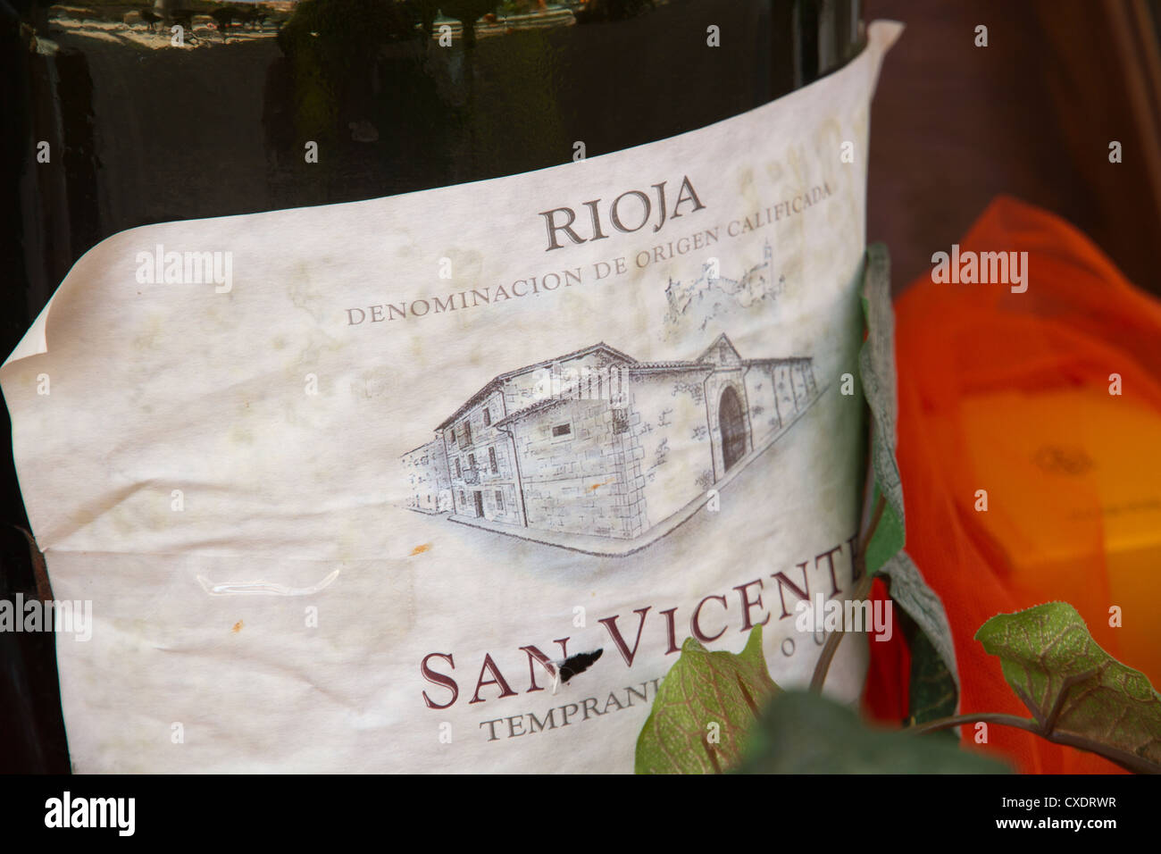Spanish vine Rioja label Spain product Stock Photo - Alamy