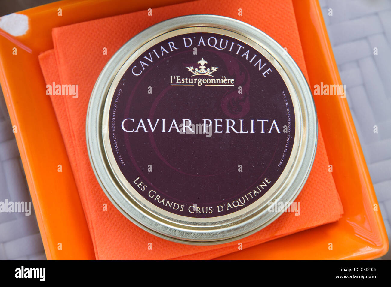 Caviar tin box displayed Stock Photo - Alamy