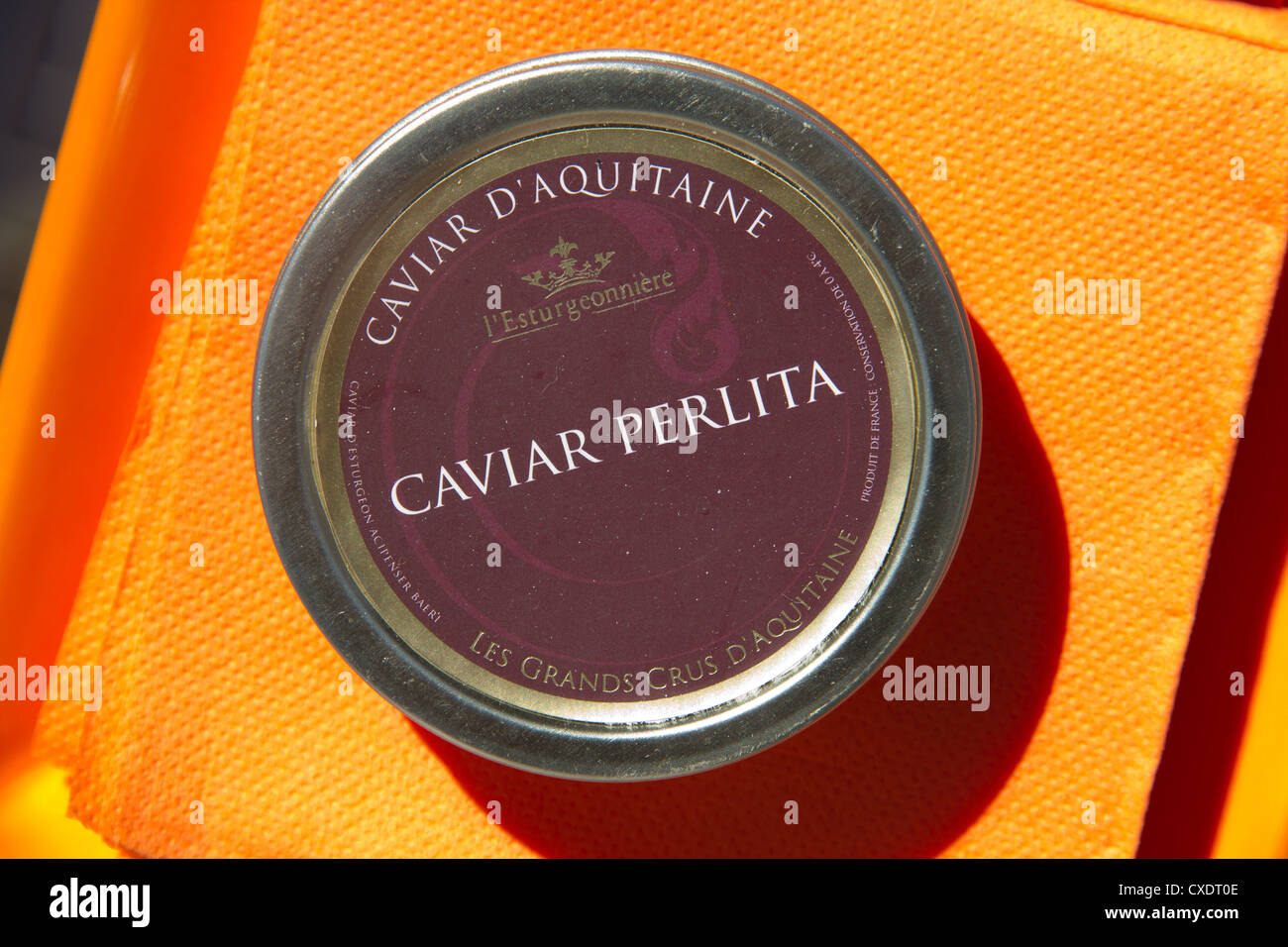 Caviar tin box displayed Stock Photo - Alamy