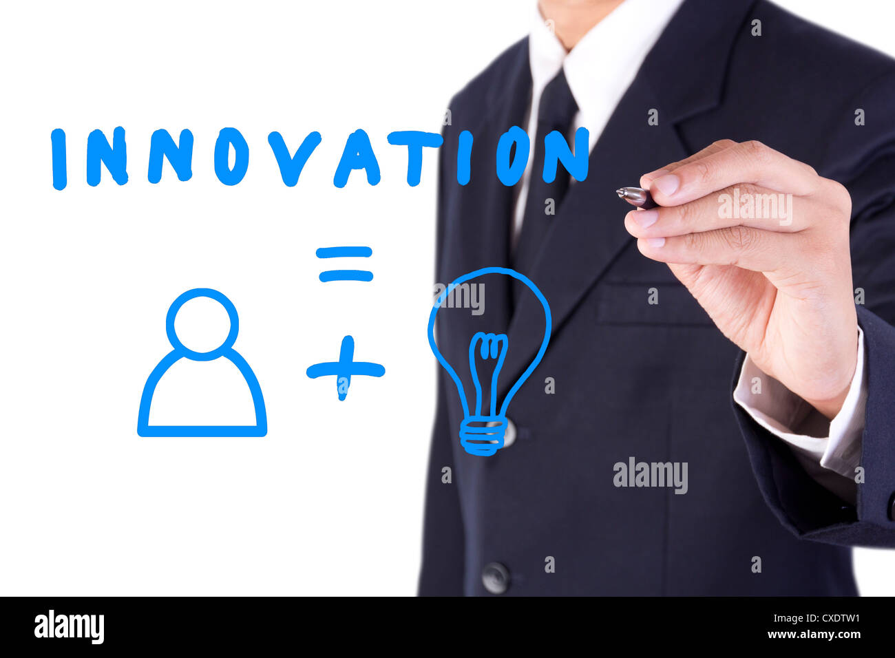 businessman drawing solution for innovation Stock Photo - Alamy
