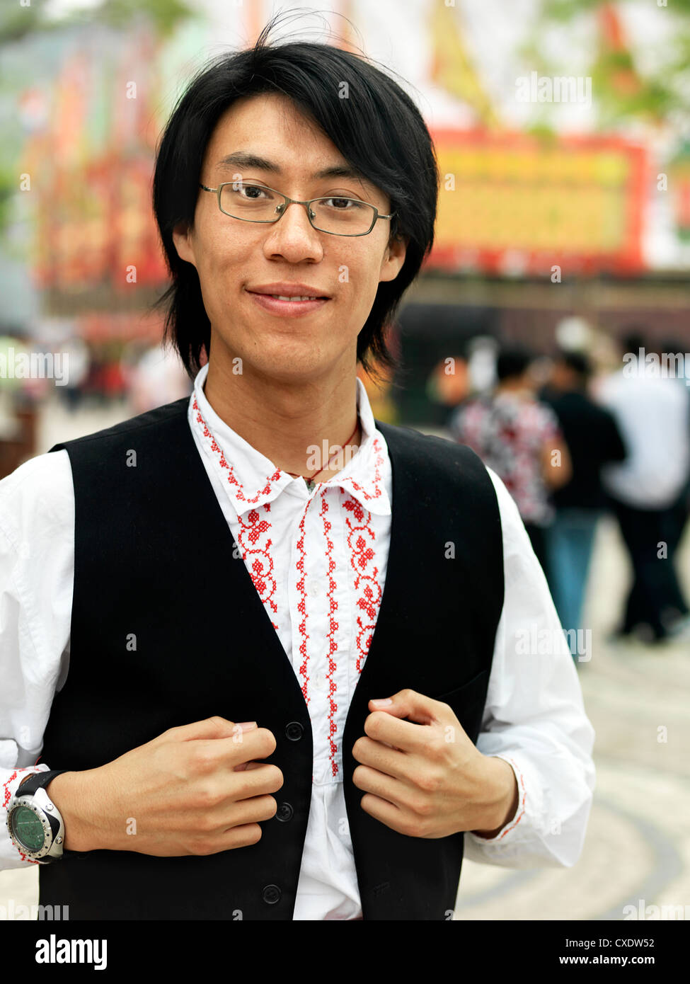 A male dancer from the Dance group Association "Macau Coracao" (Friends ...