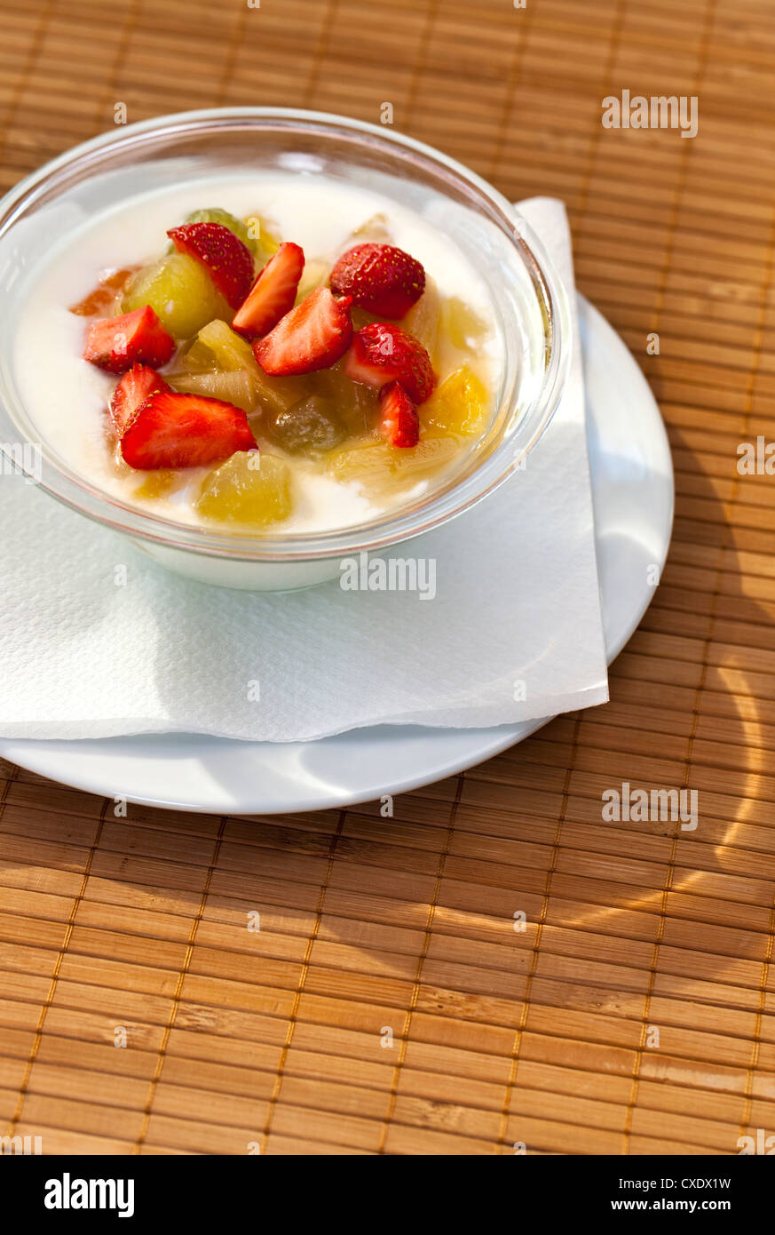 Yogurt with fresh fruits with Stock Photo - Alamy