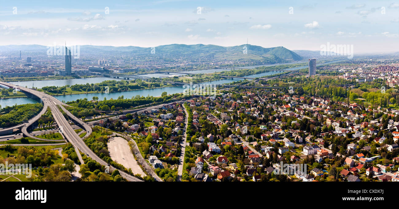 Very clear and detailed panorama of Vienna and its Danube River Stock ...