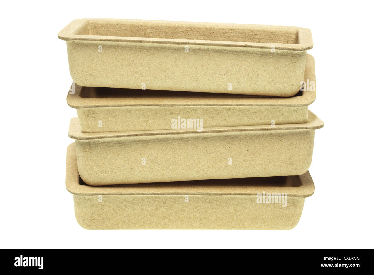 Stack of Recycled Paper Trays on White Background Stock Photo - Alamy