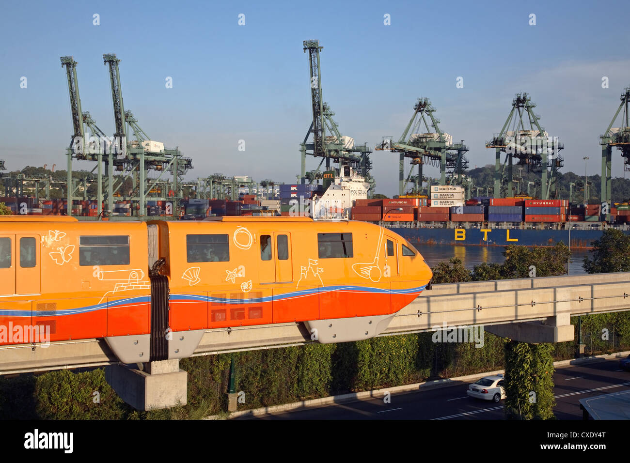 Singapore harbor, Sentosa Express Stock Photo - Alamy