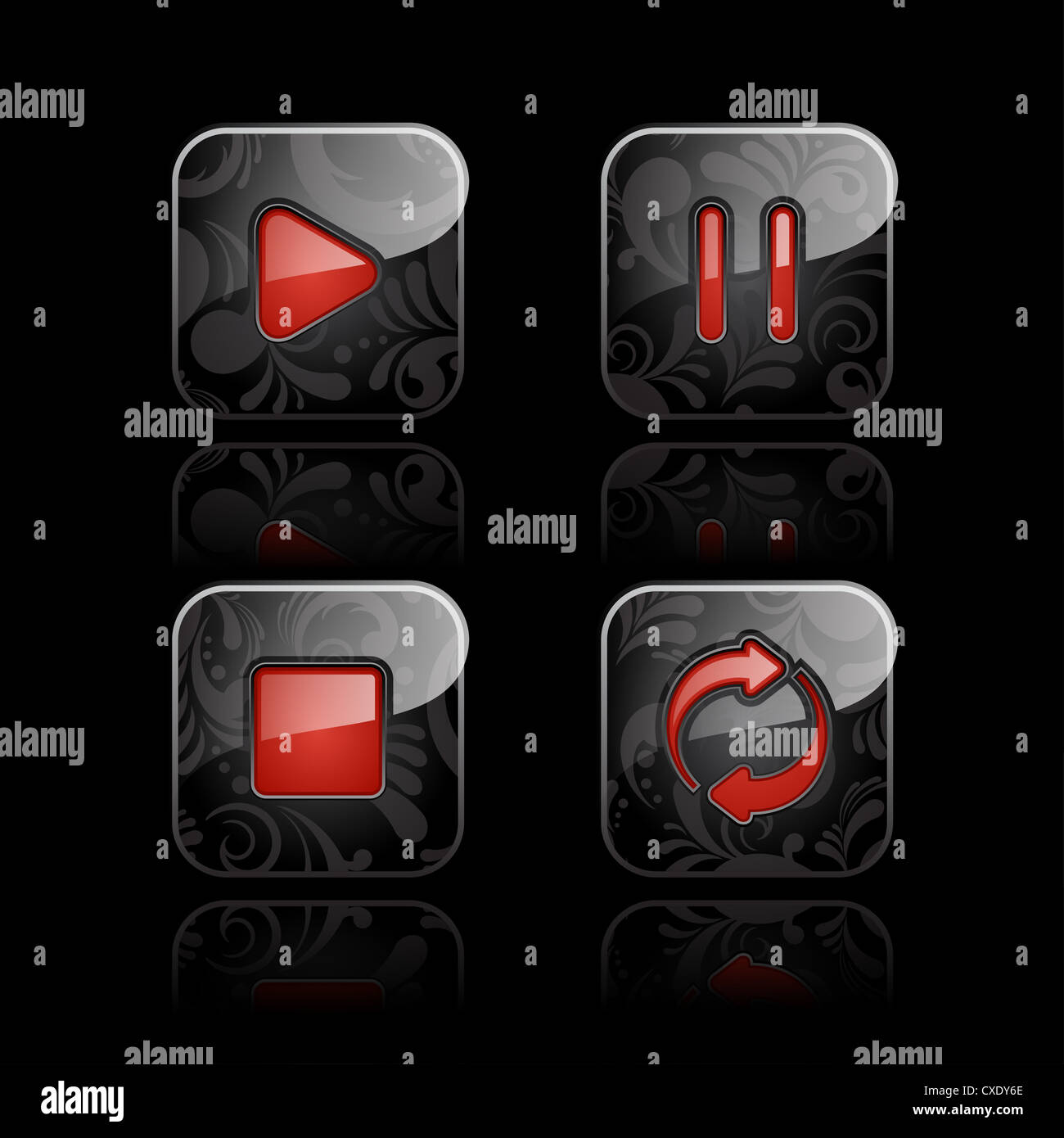 Set of glossy media player icons (set #1 Stock Photo - Alamy