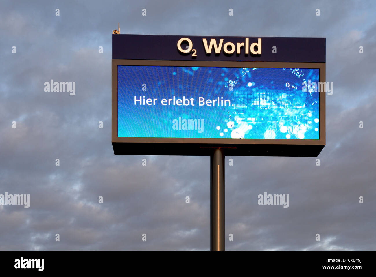 Berlin, site advertising for the company 02 World Stock Photo - Alamy