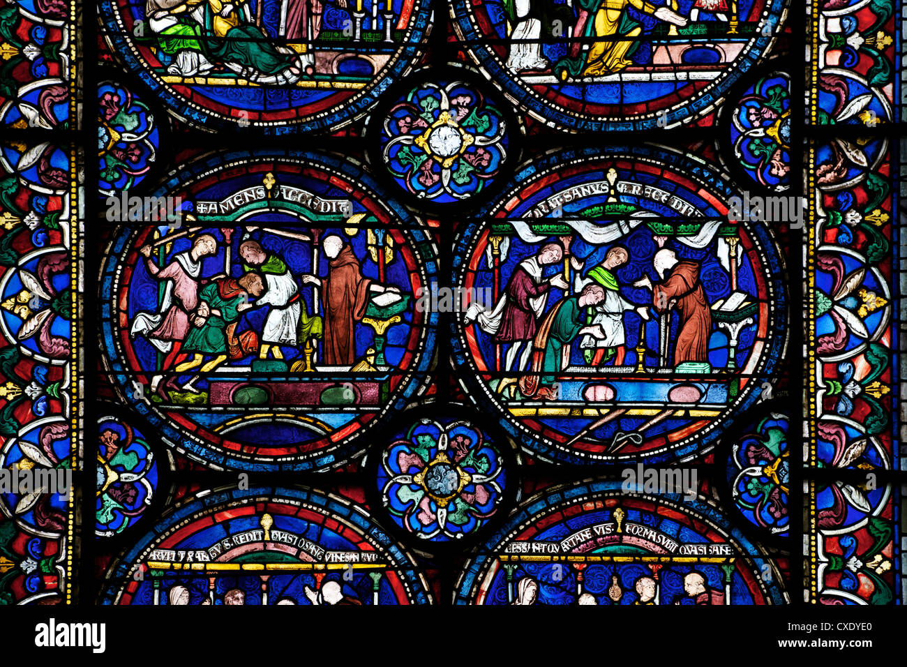 Medieval stained glass depicting the Cure of Mad Henry of Fordwich ...