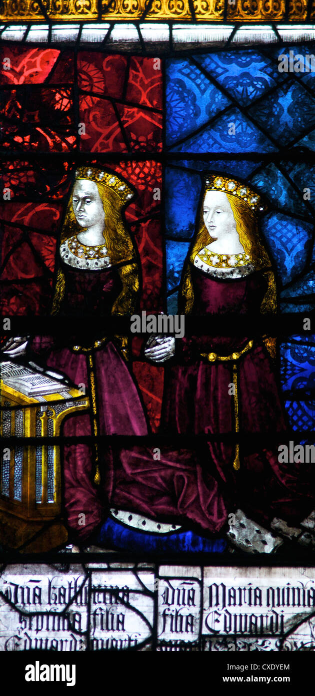 Medieval stained glass depicting Elizabeth of York and Cecily, Royal ...