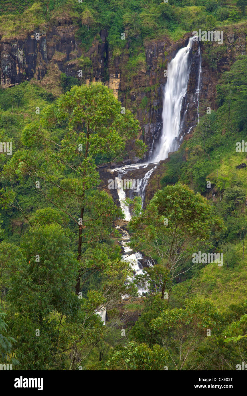 Devon Falls waterfall, Nuwara Eliya District, Sri Lanka, Asia Stock ...