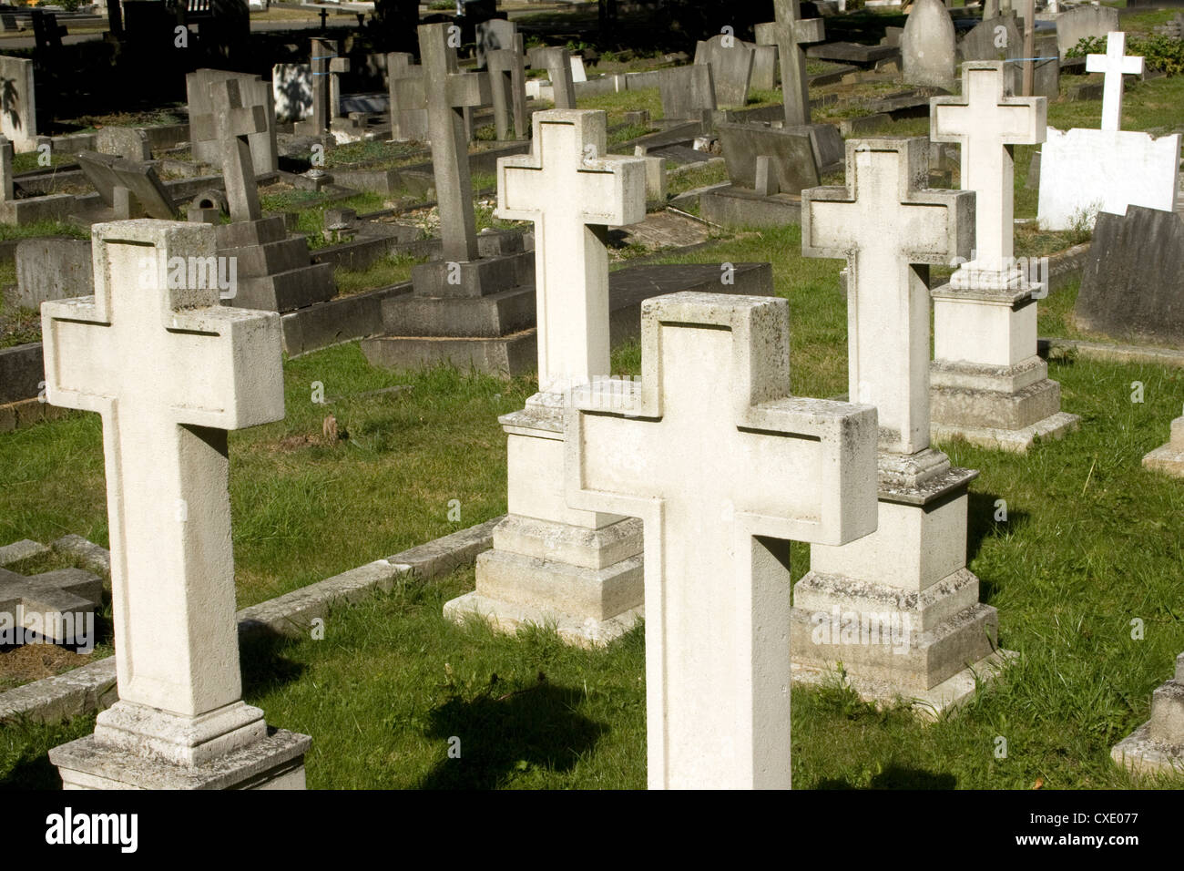 Graveyard Crosses in a cemetery Stock Photo - Alamy