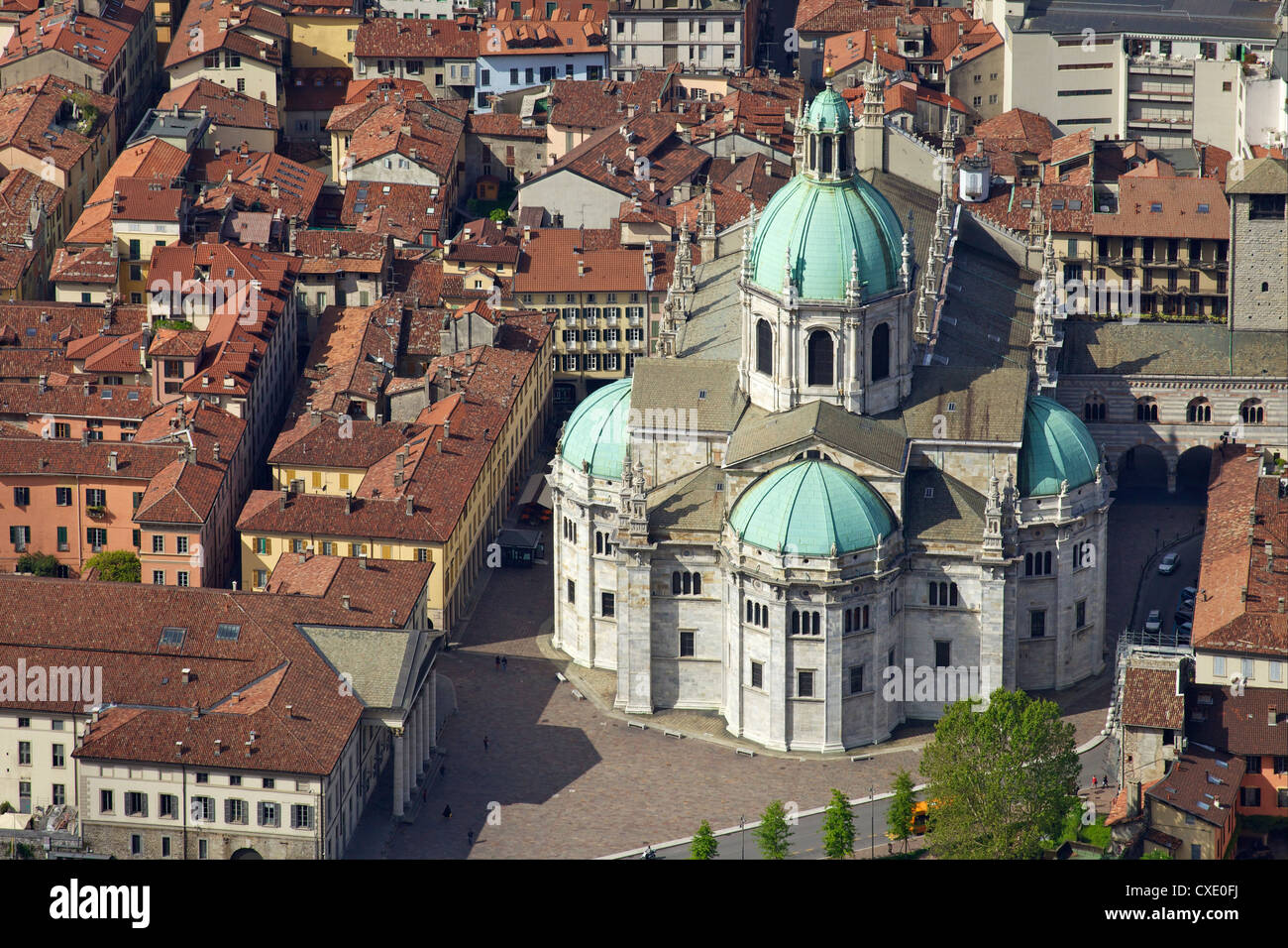 Aerial view of Cathedral in Como town centre, Lake Como, Lombardy ...