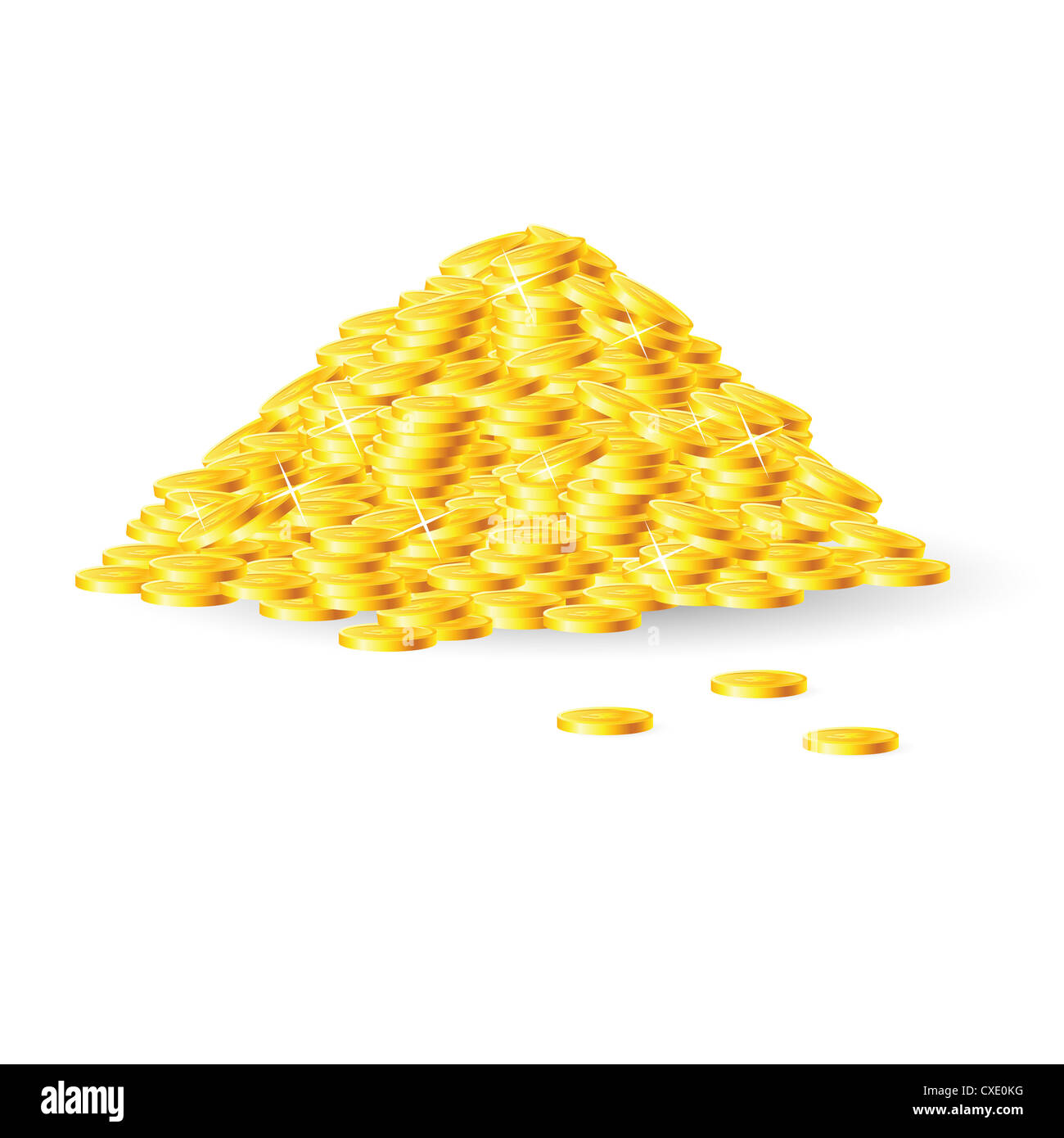 Pile of gold coins. Isolated on white background Stock Photo - Alamy