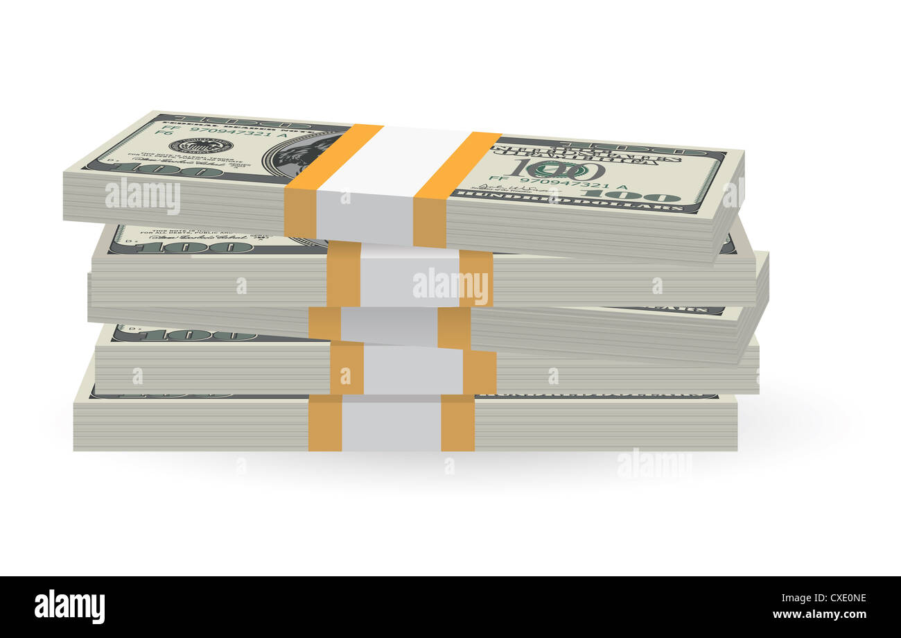 Illustration of money banknotes stack over white background Stock Photo ...