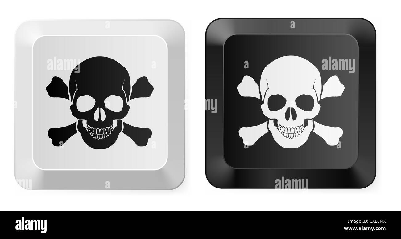 Black and White Skull button. Illustration for design Stock Photo - Alamy