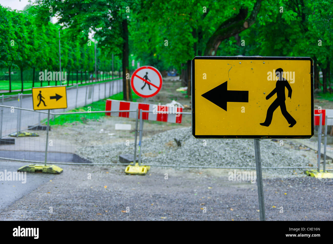 Follow left-right and no way signs Stock Photo - Alamy