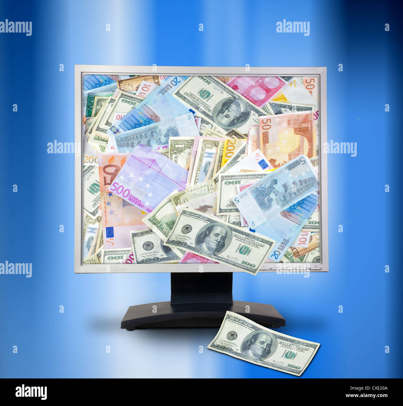 Internet money concept. Computer monitor with money. Online e-commerce ...