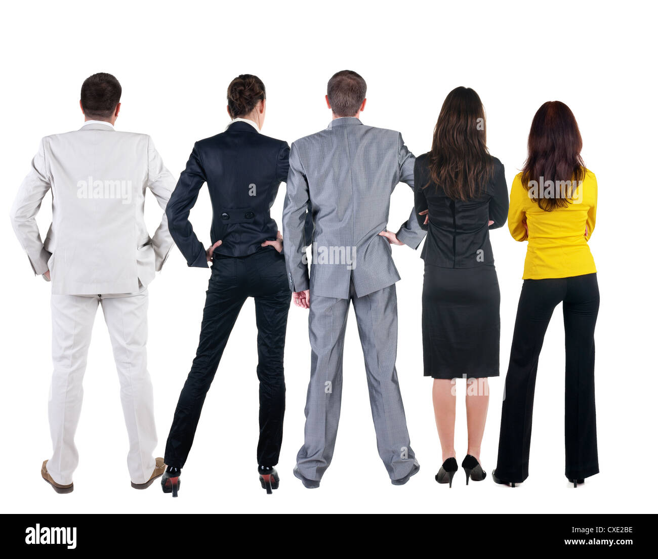 Group of business people. Back view. Isolated over white background ...