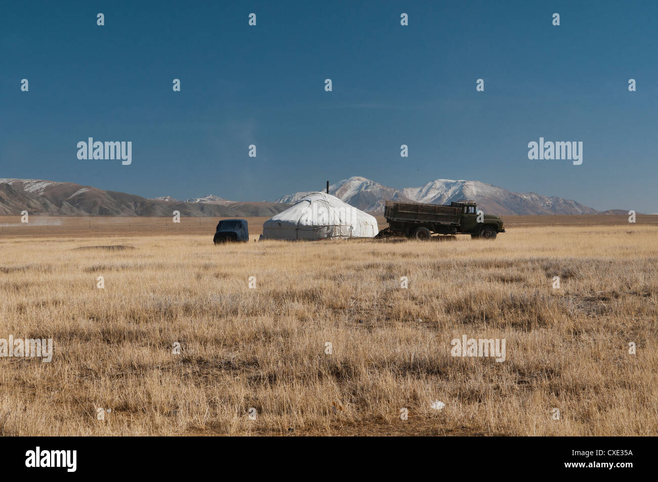 nomadic ger (yurt) nearTolbo in the Altai Region of Bayan-Ölgii in ...