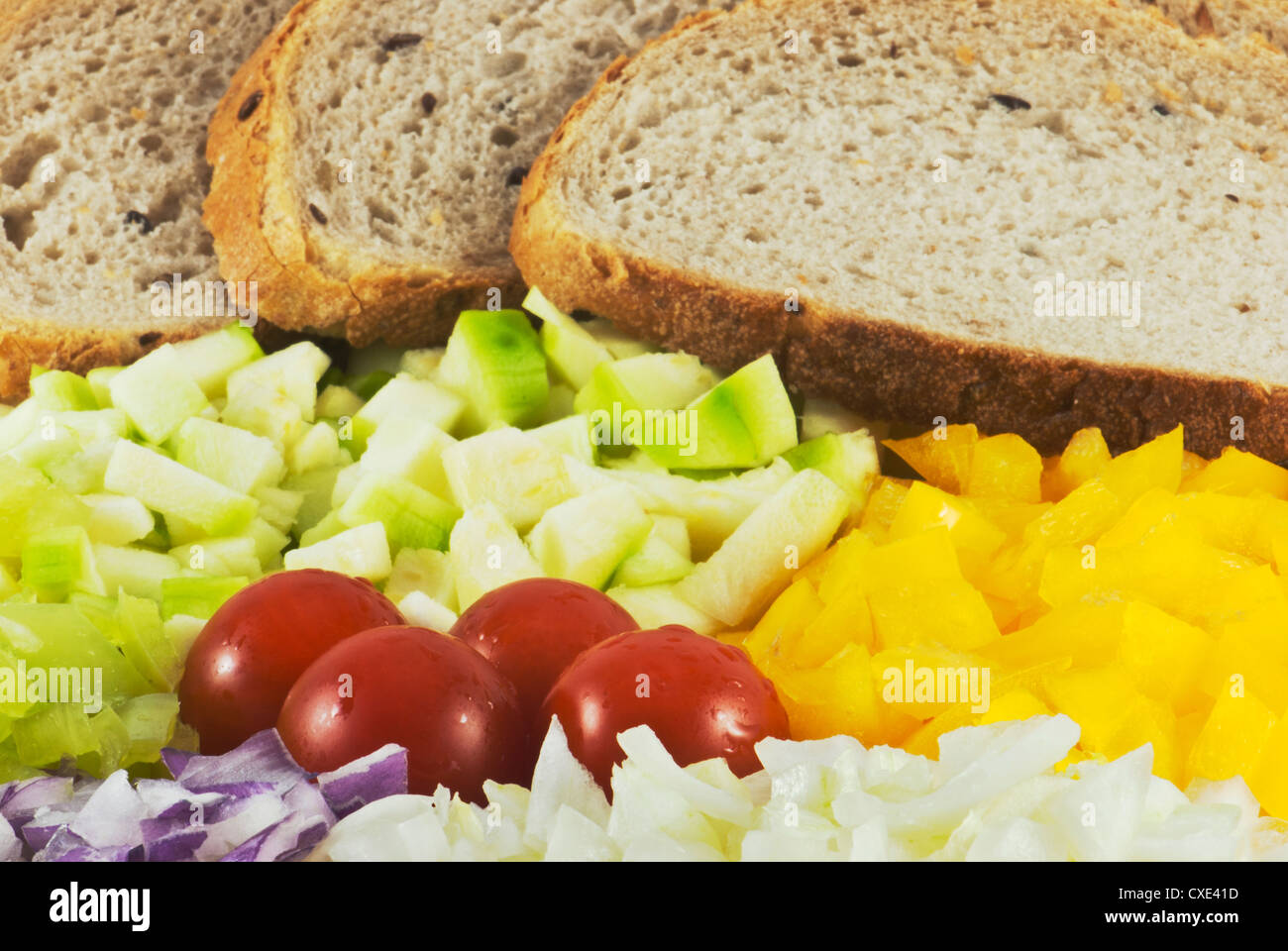Arrangement of the various vegetable and bread Stock Photo - Alamy