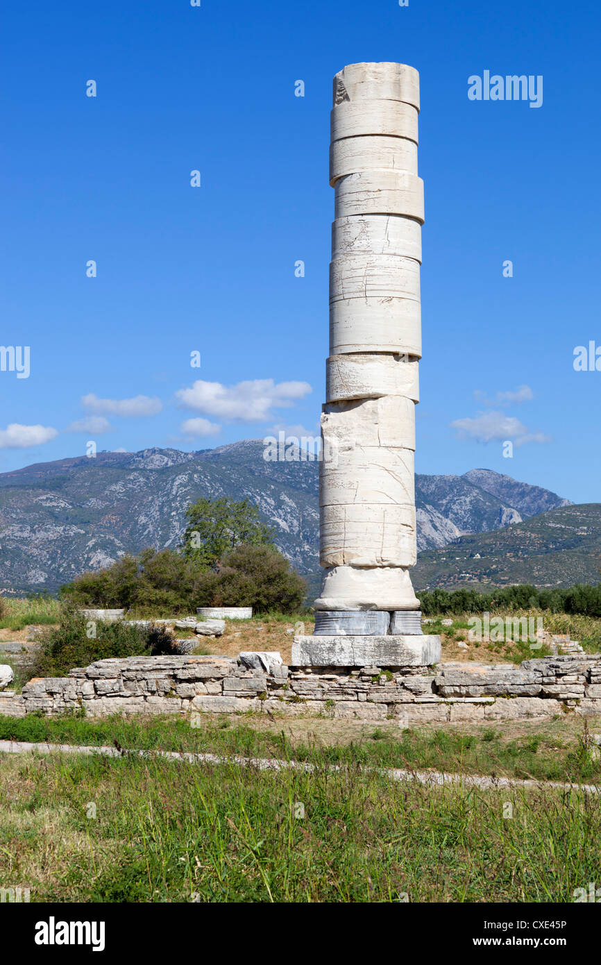 Ireon archaeological site with column of the Temple of Hera, Ireon ...