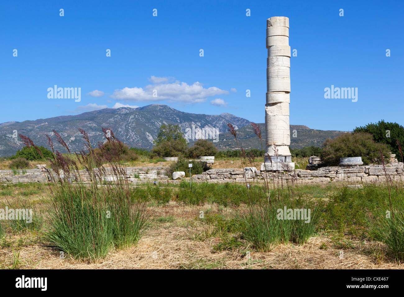 Ireon archaeological site with column of the Temple of Hera, Ireon ...