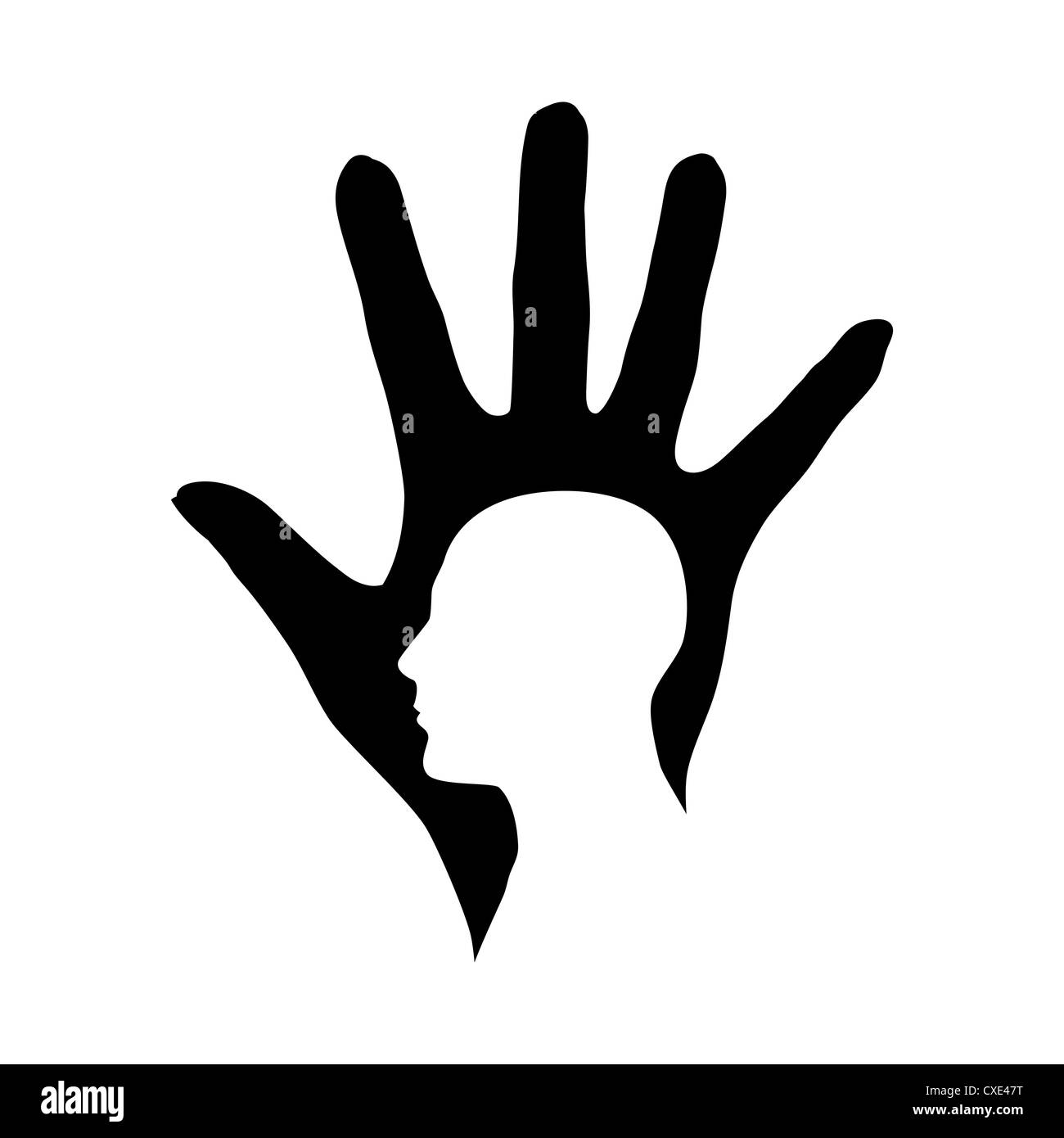 Hand and Head shape. Illustration on white background Stock Photo - Alamy