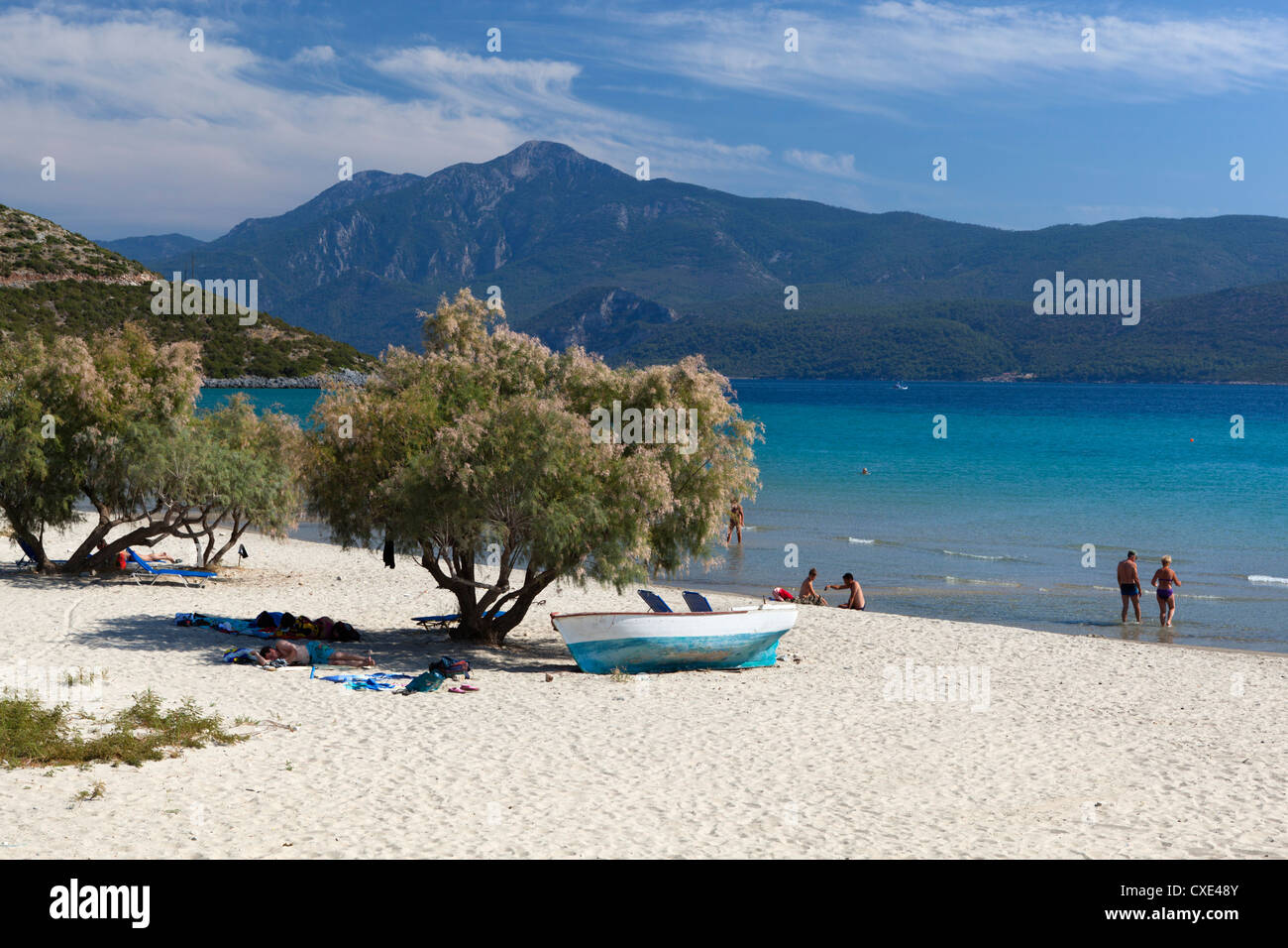 Beach view, Psili Ammos, Samos, Aegean Islands, Greece Stock Photo - Alamy