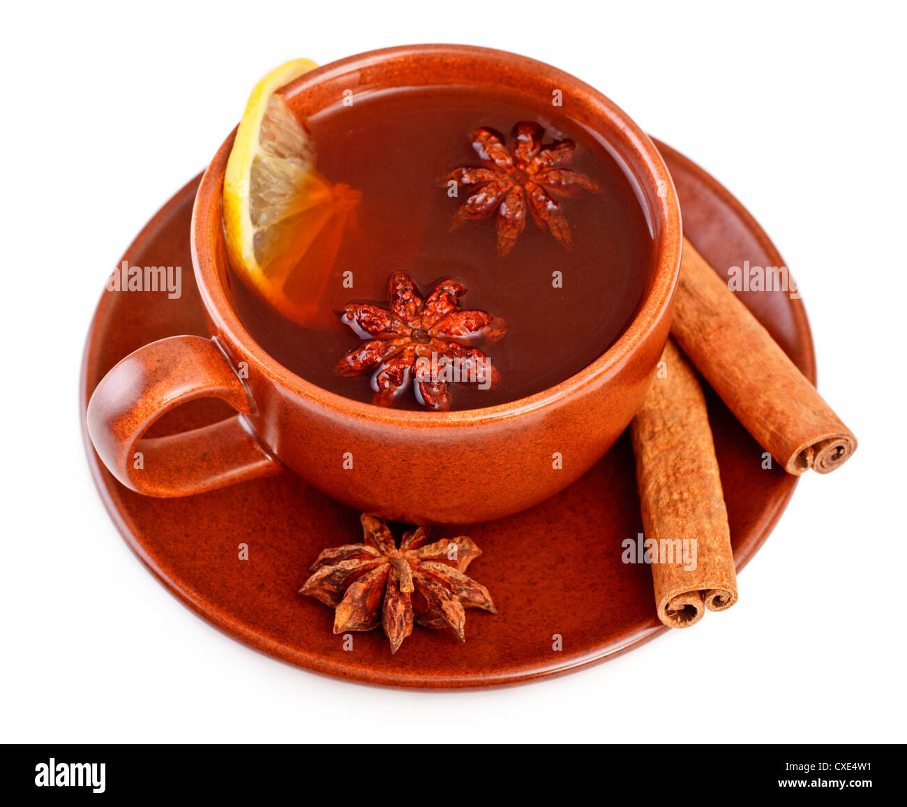 tea with cinnamon sticks and star anise Stock Photo - Alamy