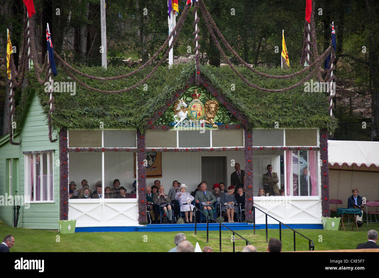 Village of Braemar, Scotland. Royal Family in attendance at the Braemar ...