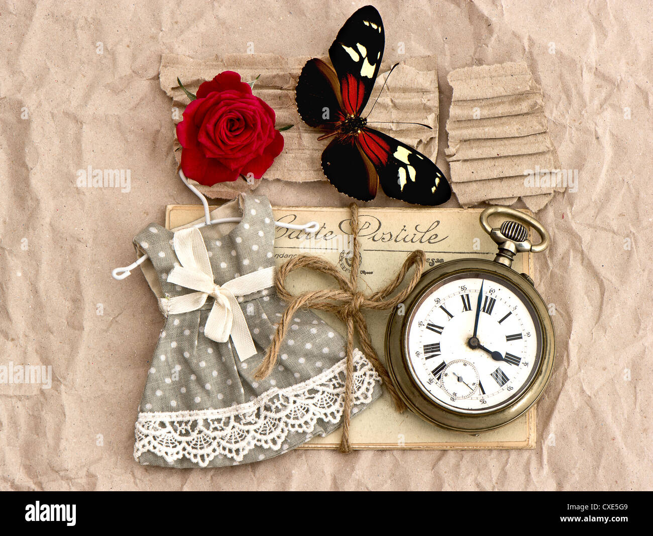 old post cards and vintage things. nostalgic scrapbooking background ...