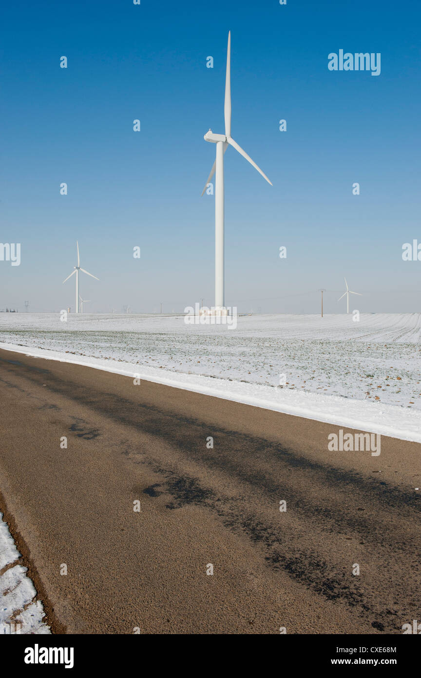 Wind turbines in field Stock Photo - Alamy