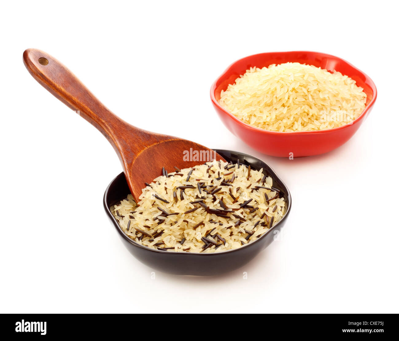 Bowls Of Raw Rice Stock Photo - Alamy