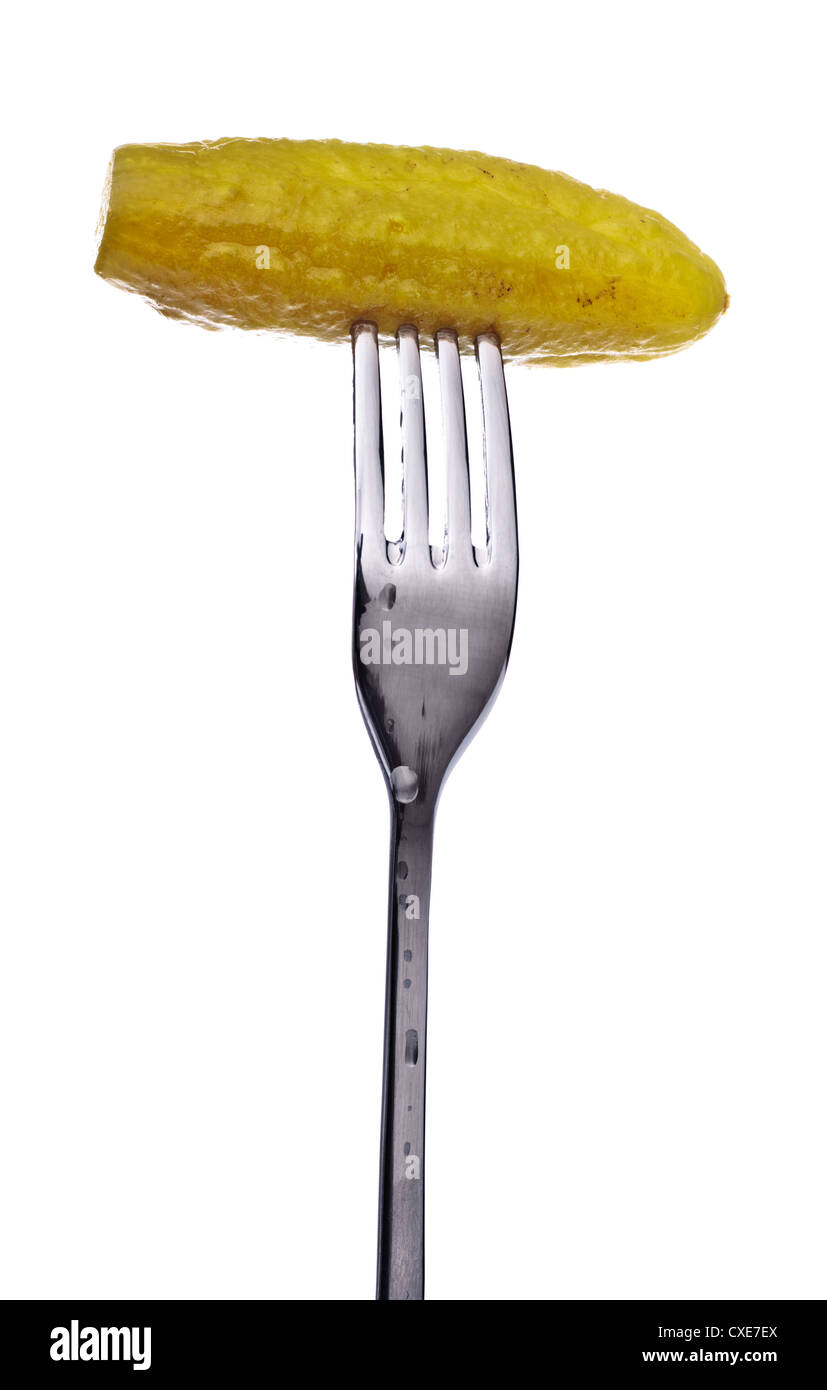 Dill Pickle on Fork Stock Photo - Alamy